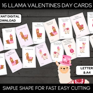 16 Printable Llama Alpaca Classroom Valentines - Letter & A4 - Etsy