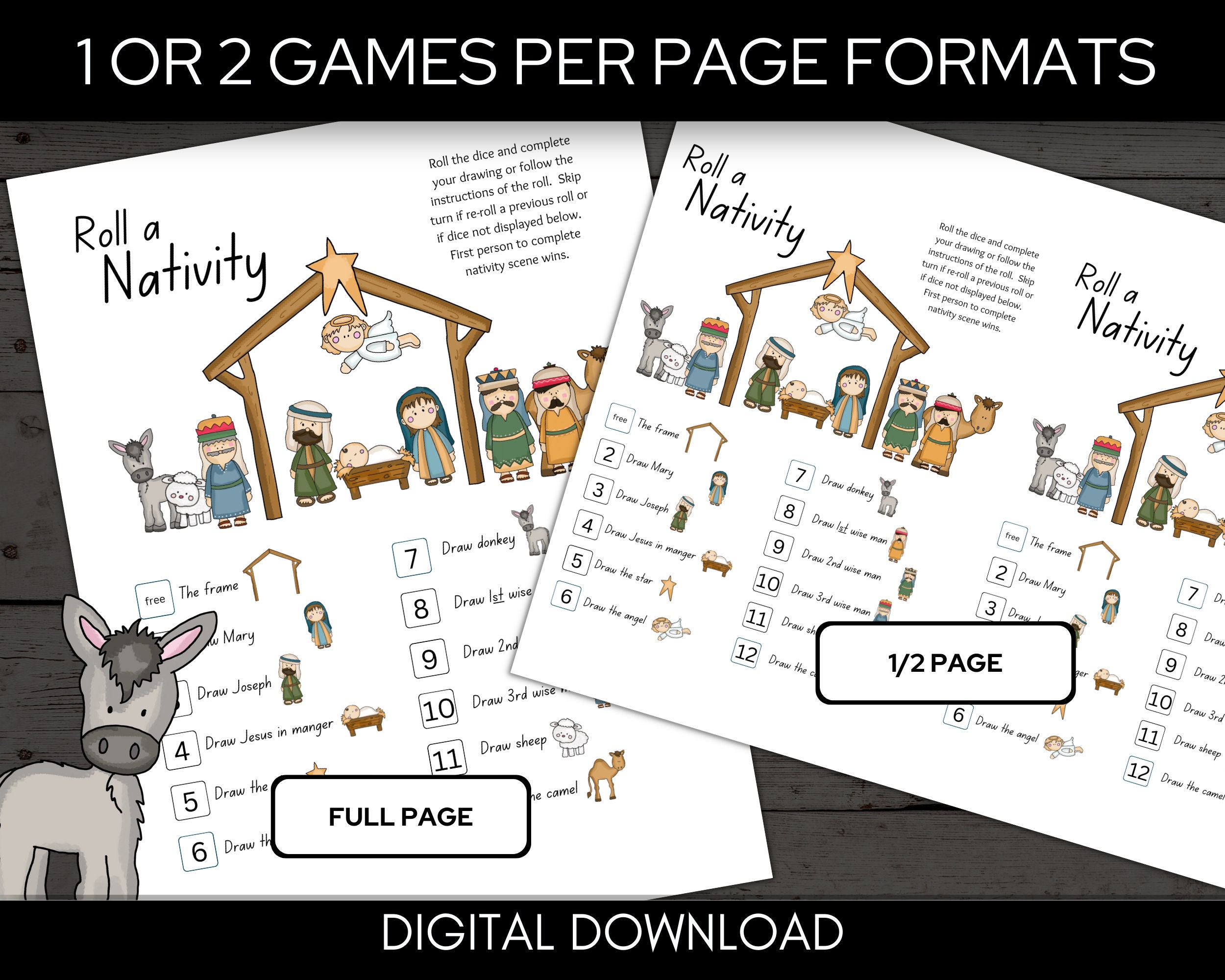 Roll a Nativity Christmas Dice Game Printable, Great Christian Holiday ...