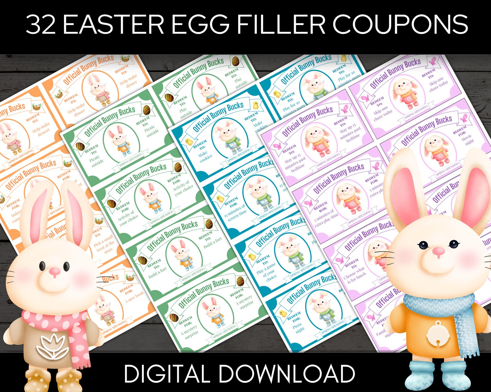 Easter Bunny Bucks Printables, Easter Egg Filler, Easter Coupons ...