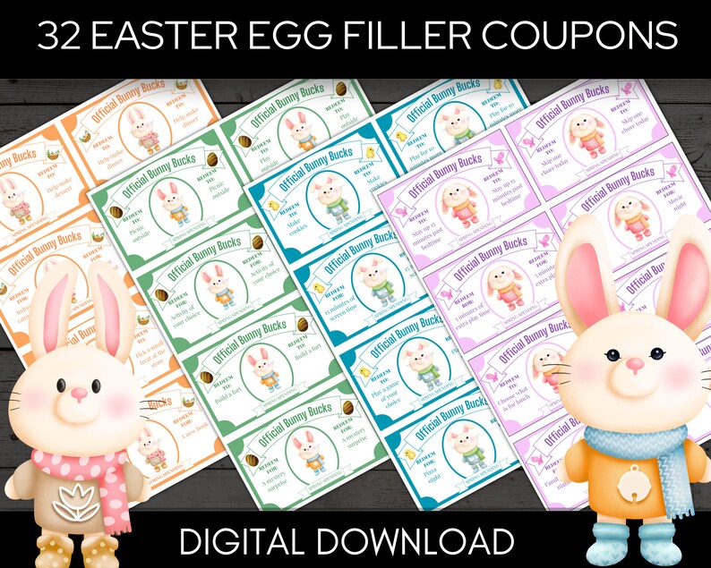 Easter Bunny Bucks Printables, Easter Egg Filler, Easter Coupons ...
