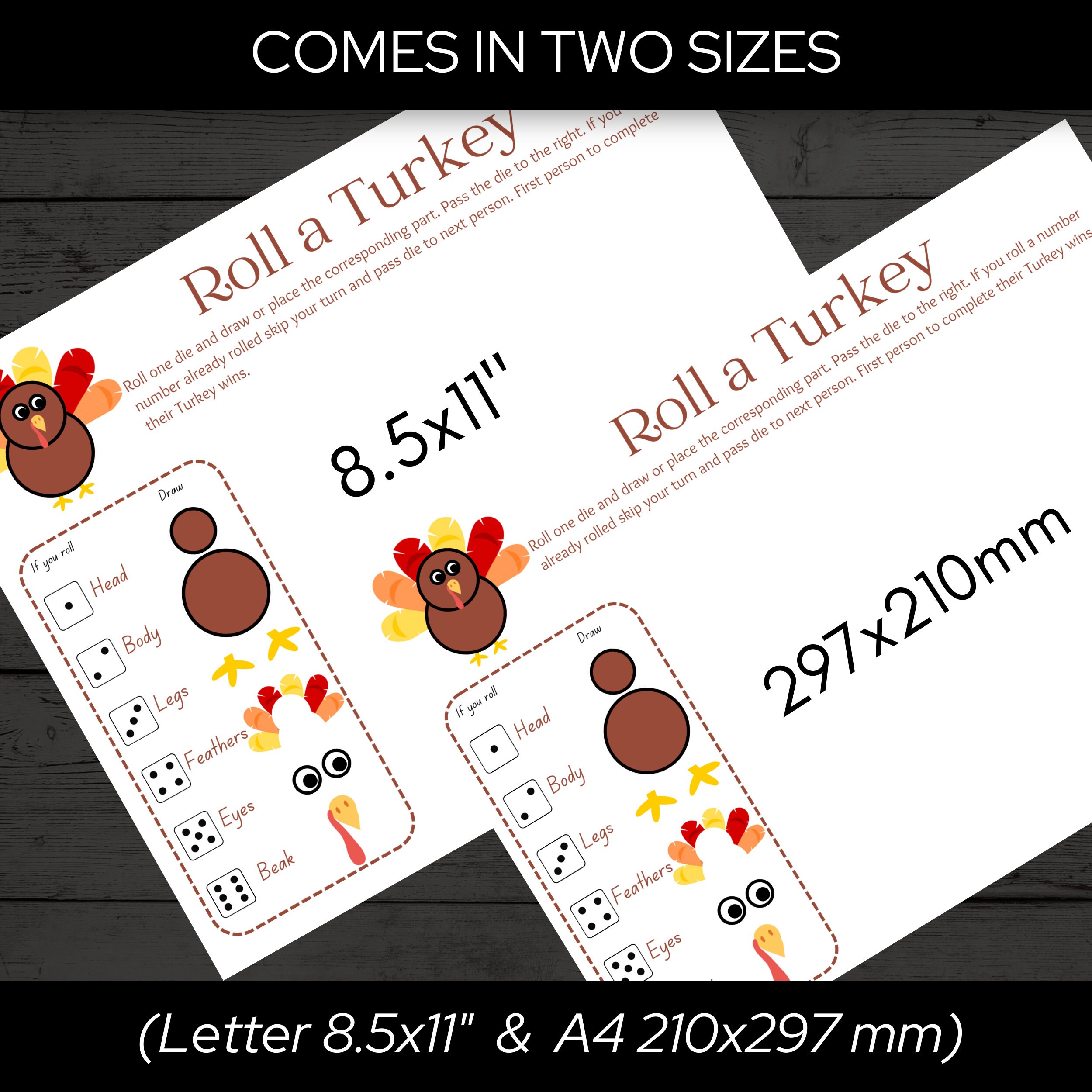 Roll a Turkey Dice Game, Thanksgiving Dice Game, Printable Thanksgiving ...