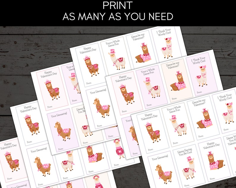 16 Printable Llama Alpaca Classroom Valentines - Letter & A4 - Etsy