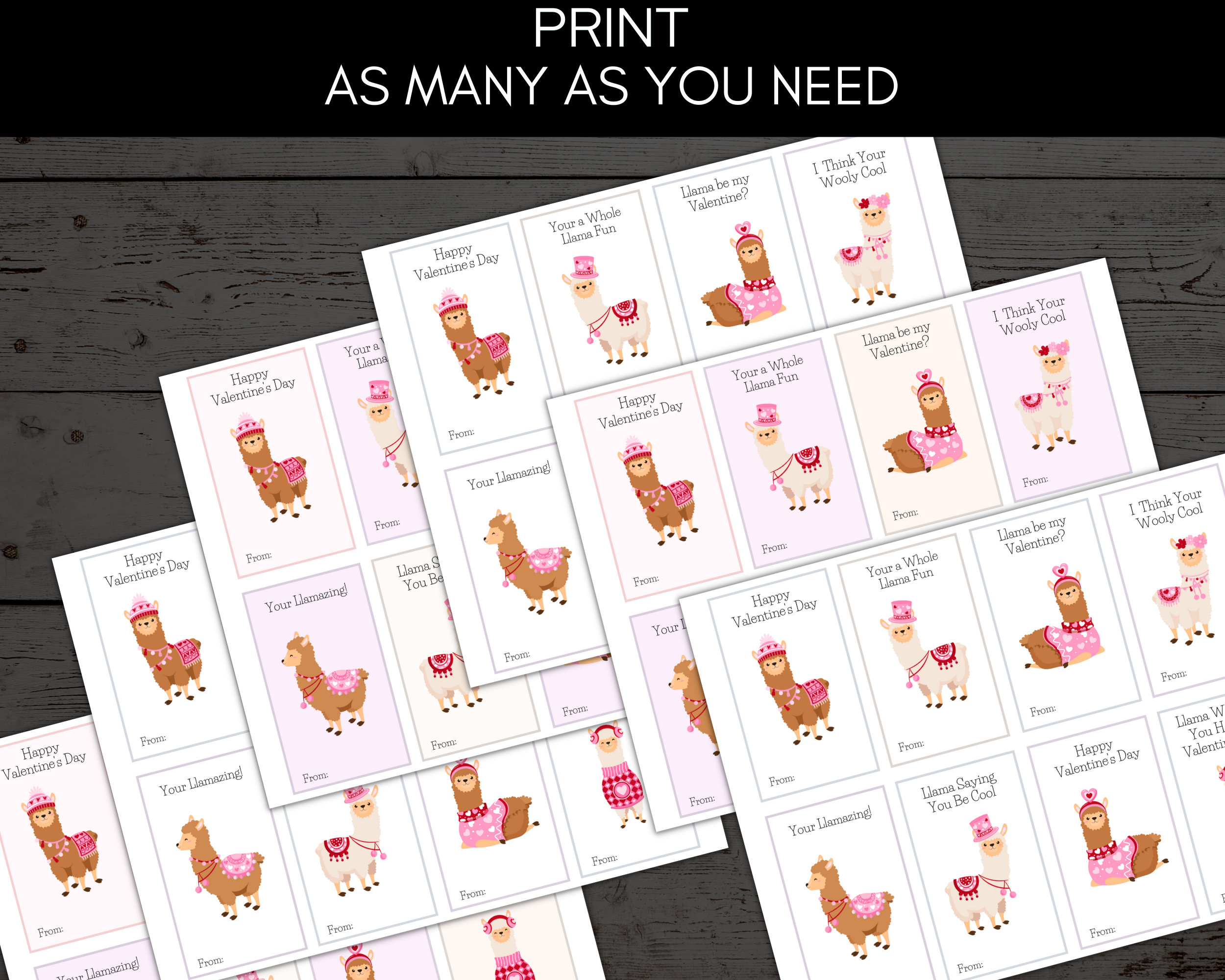16 Printable Llama Alpaca Classroom Valentines - Letter & A4 - Etsy