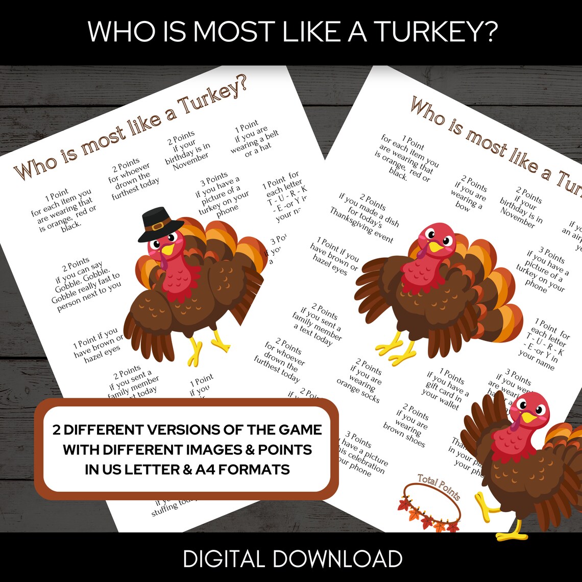Printable Thanksgiving Game, Family Thanksgiving Game, Dinner Table ...