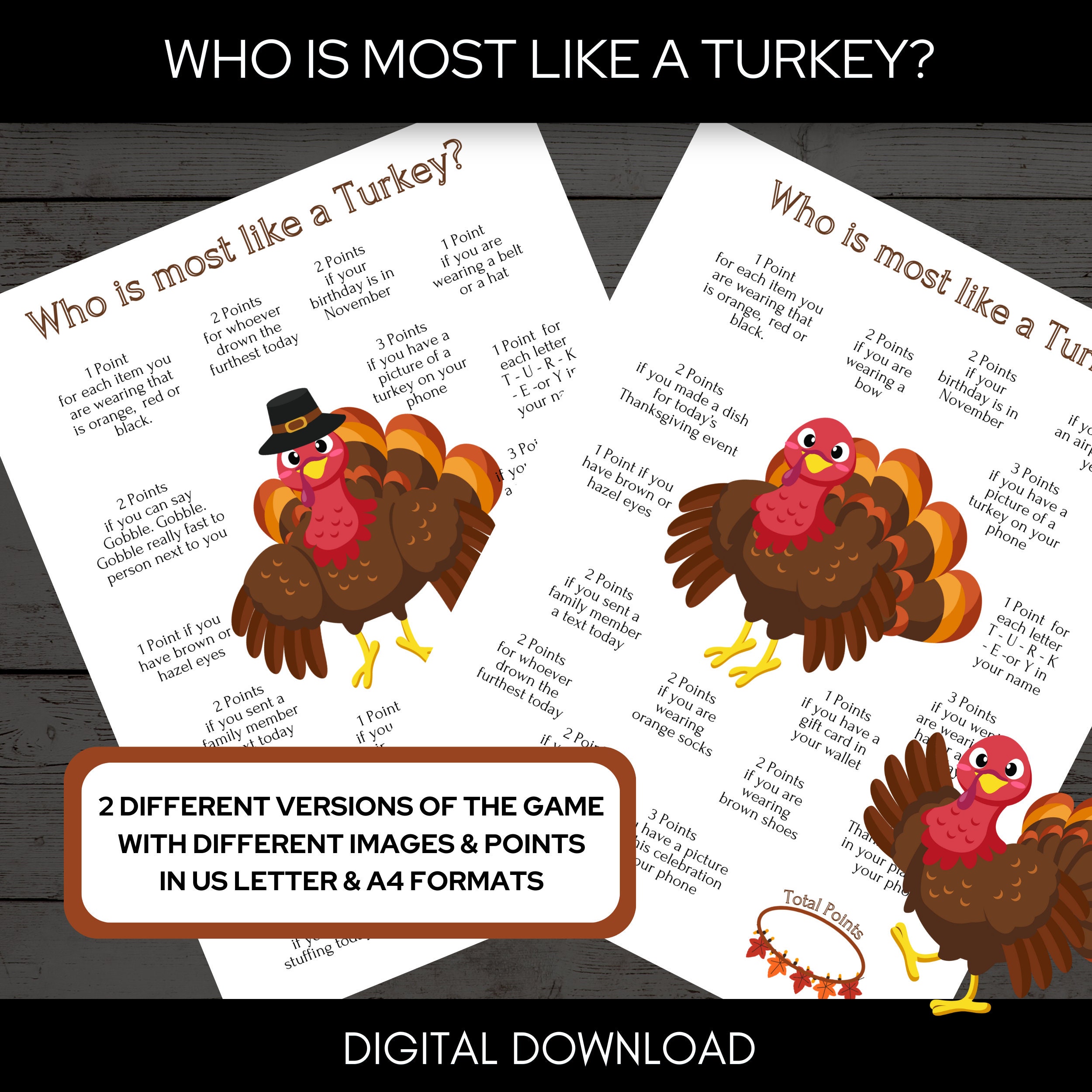Printable Thanksgiving Game, Family Thanksgiving Game, Dinner Table ...