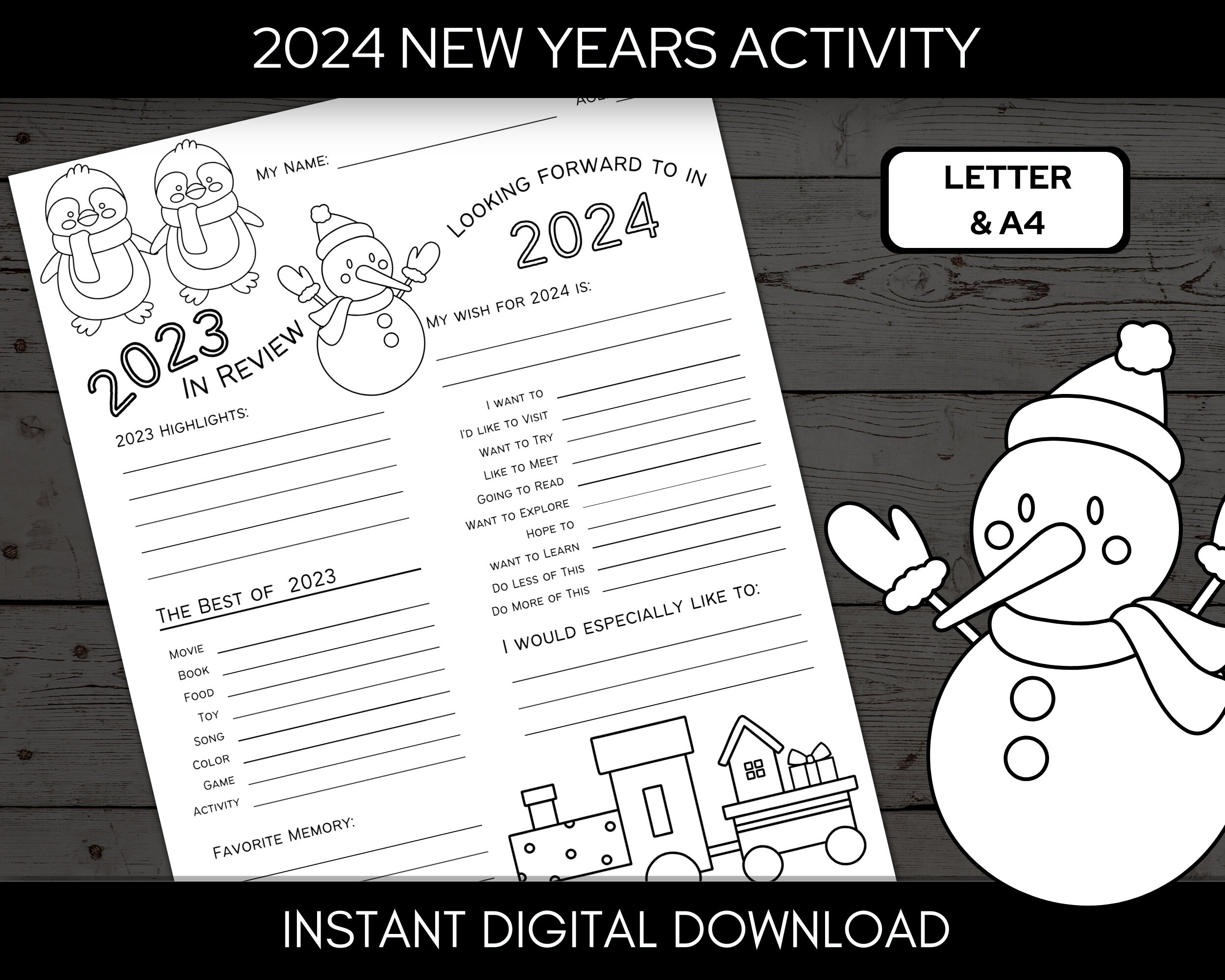 Kids Year in Review, Printable New Years Activity, 2024 New Year ...