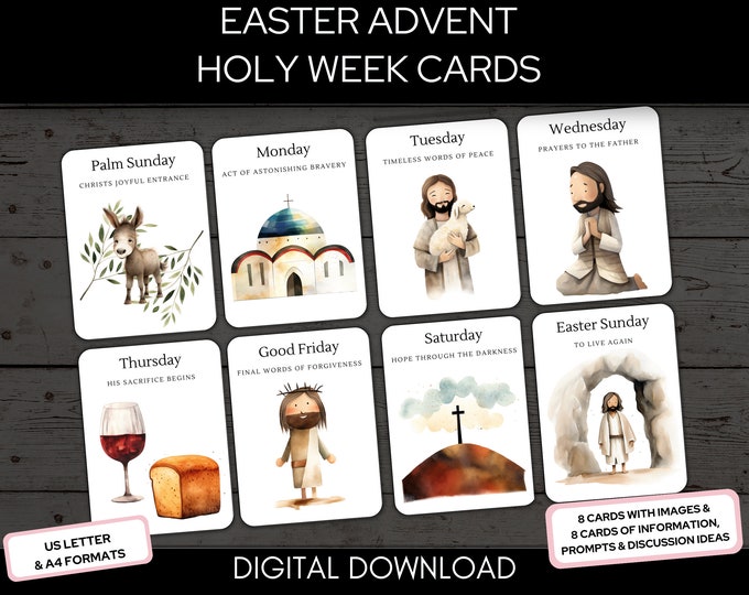 Holy Week Cards, Easter Story Cards, Easter Advent Printable, Easter ...