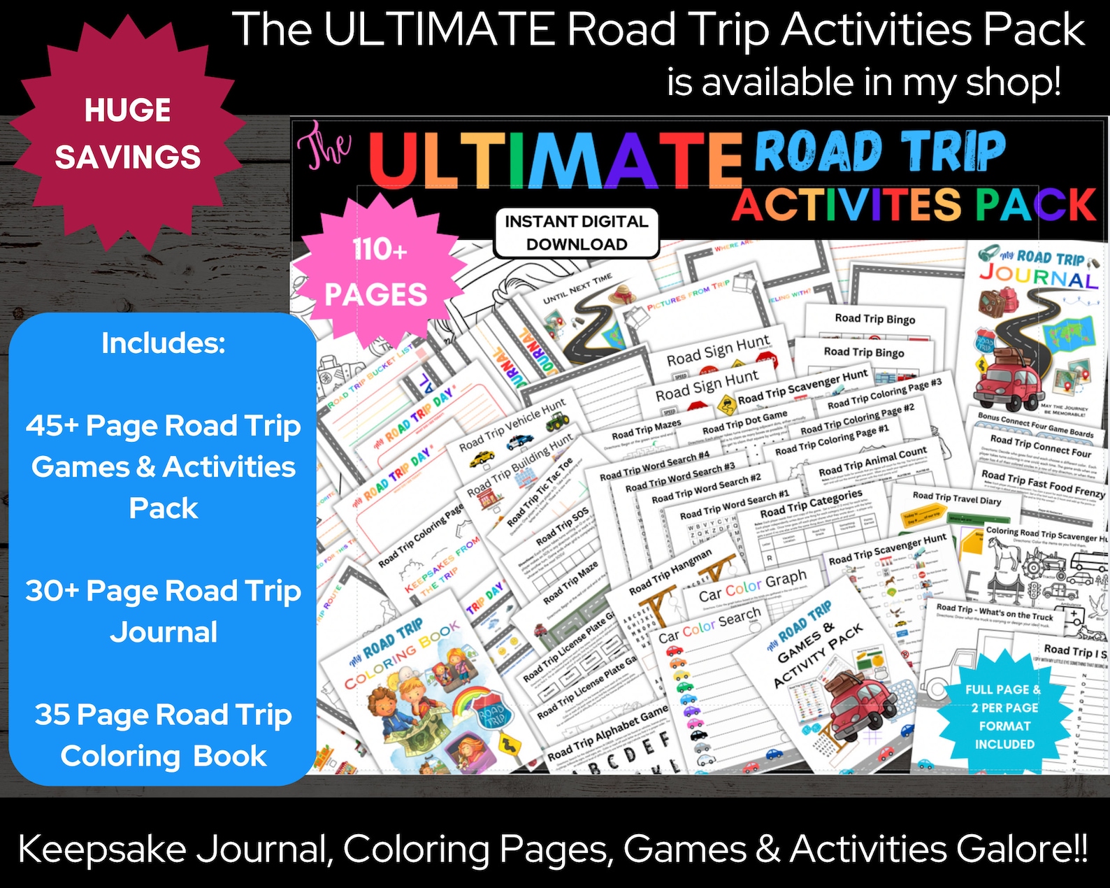 Road Trip Games & Activities, Kids Road Trip Games Printable, Family ...
