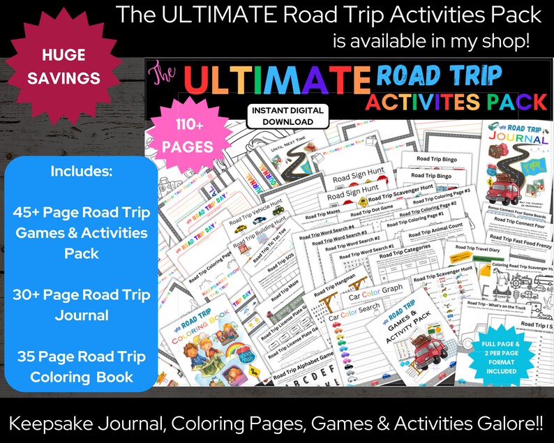 Road Trip Games & Activities, Kids Road Trip Games Printable, Family ...