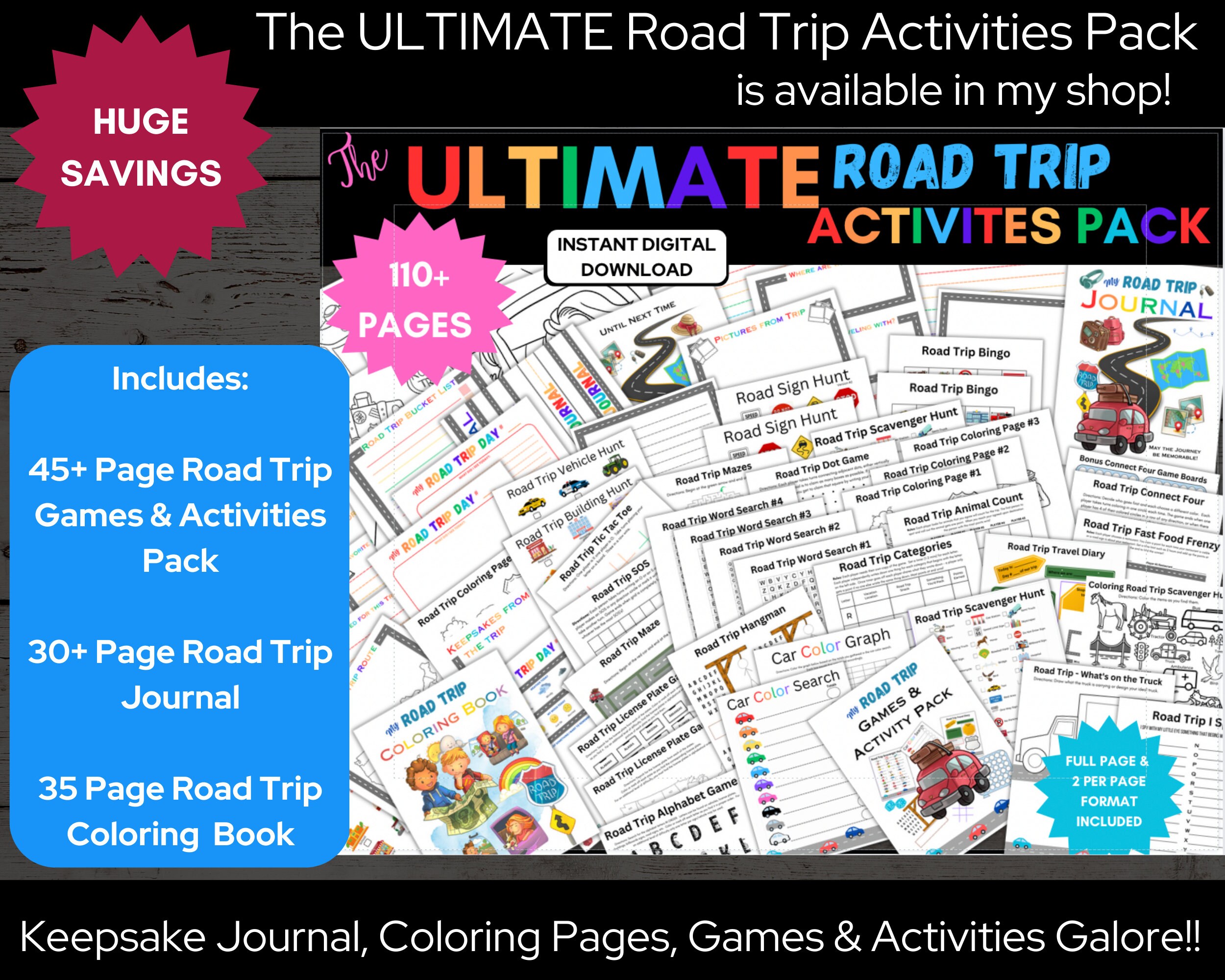 Road Trip Games & Activities, Kids Road Trip Games Printable, Family ...