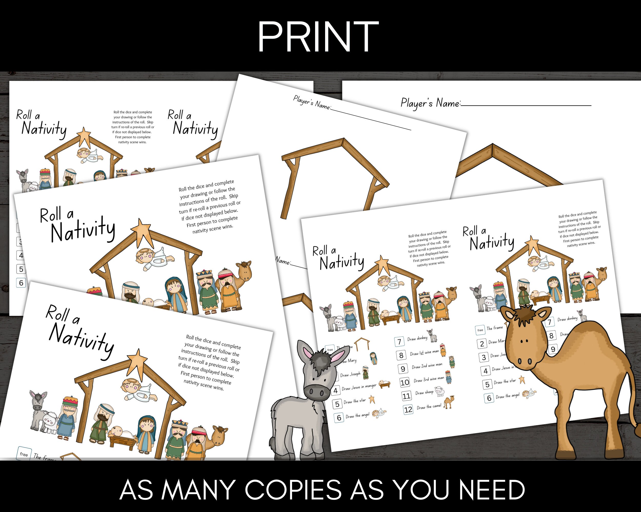 Roll a Nativity Christmas Dice Game Printable, Great Christian Holiday ...