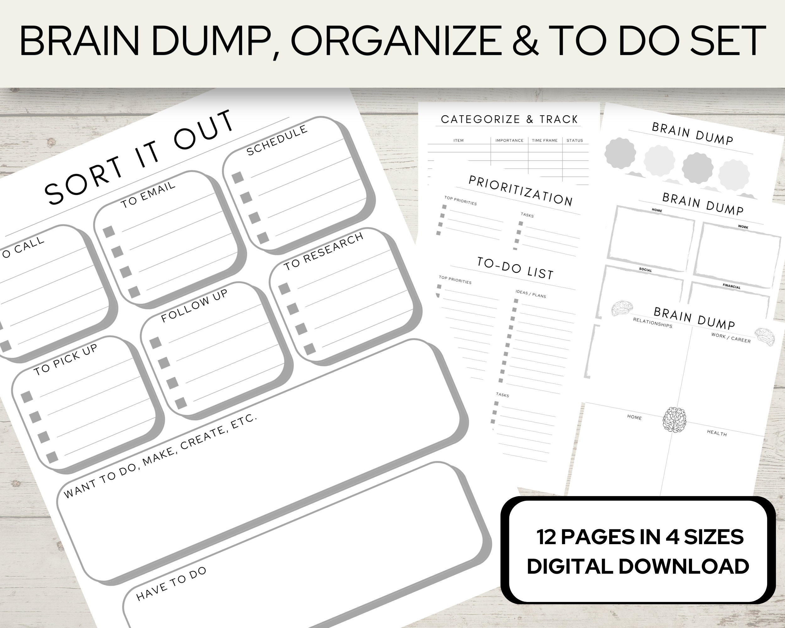 Brain Dump Printable, Prioritization, & To-do List, ADHD Planner, Anti ...