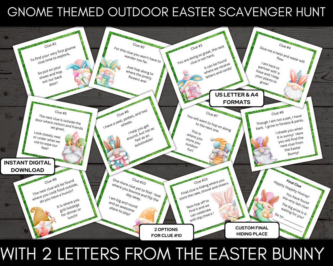 Outdoor Easter Scavenger Hunt, Easter Gnomes, Treasure Hunt, Easter Egg ...