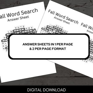 Fall Word Search Puzzle With Answer Sheet, Autumn Word Search, Party ...