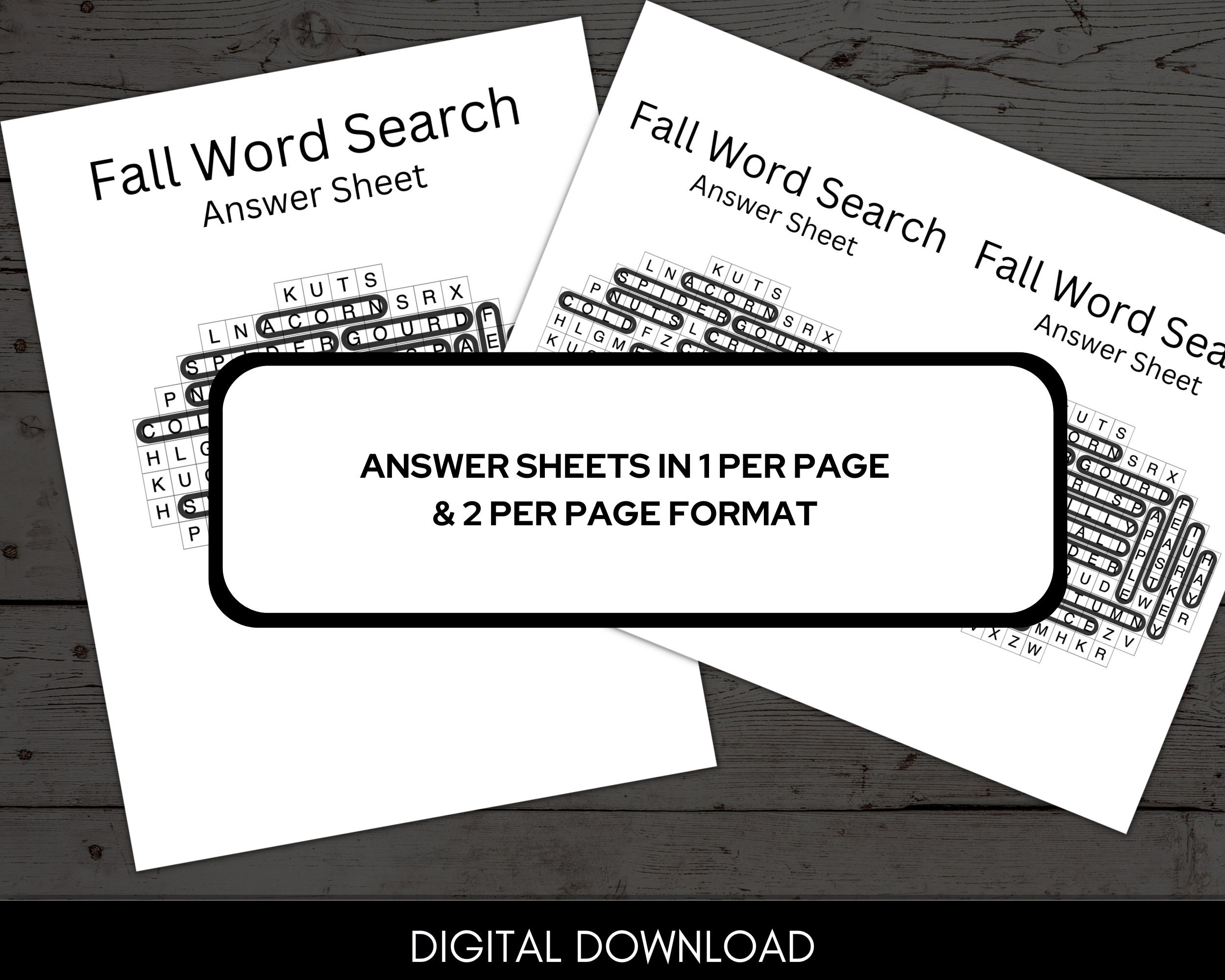 Fall Word Search Puzzle With Answer Sheet, Autumn Word Search, Party ...