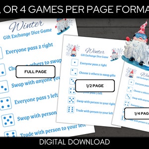 Winter Gift Exchange Dice Game Printable Game, Group Party Game ...
