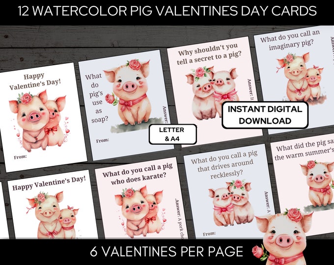 Pig Valentine Card. Funny Valentine Card. Pig Funny Card. Pink Pig ...