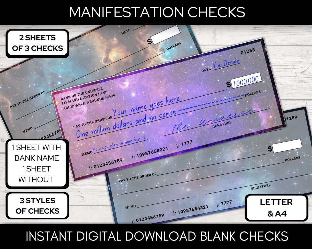 Manifestation Check, Vision Board Checks, Vision Board Printables ...