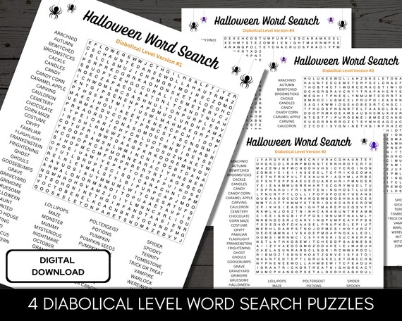 Hard Halloween Word Search Puzzles