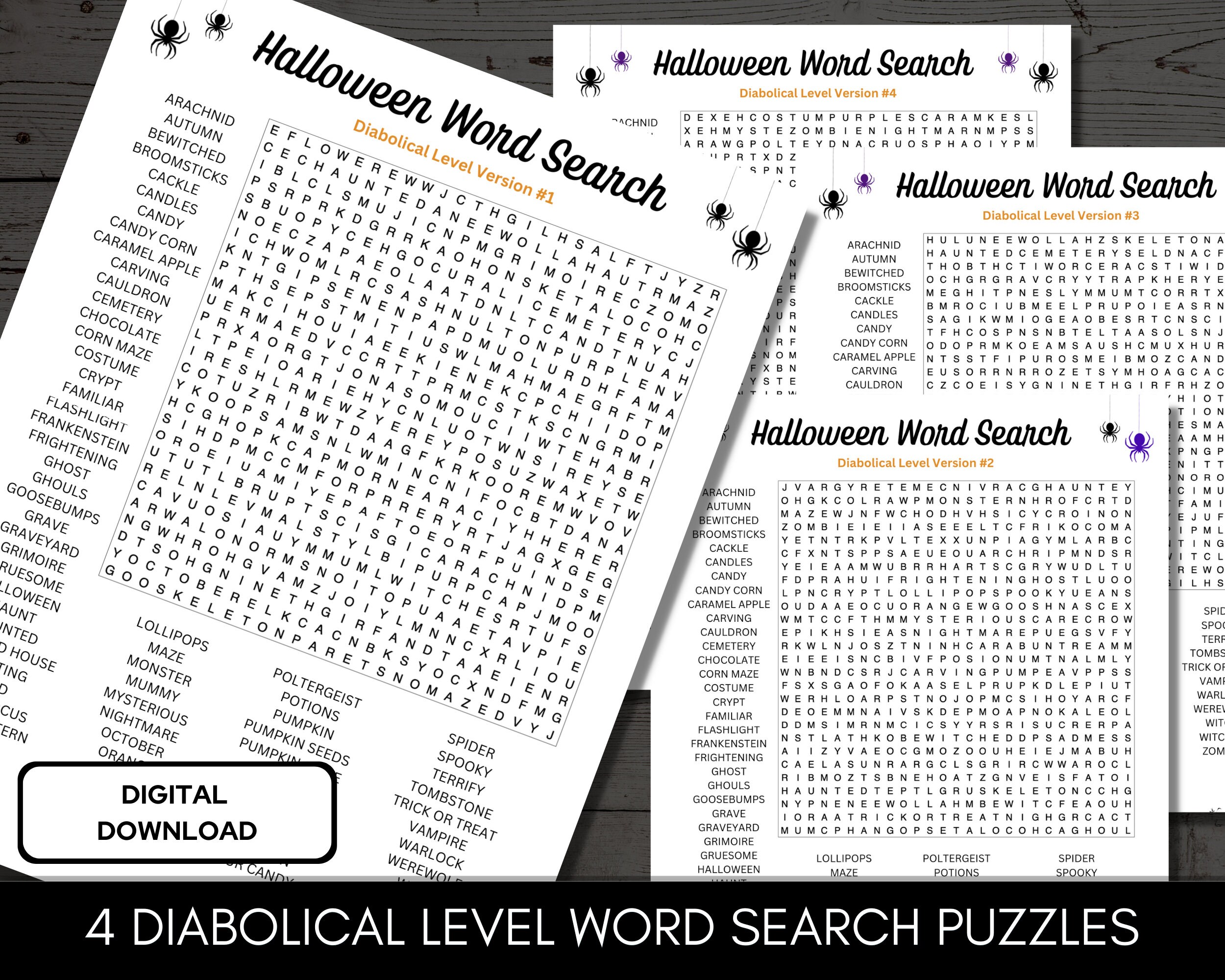 Halloween Word Search Game Bundle Diabolically Hard Halloween - Etsy