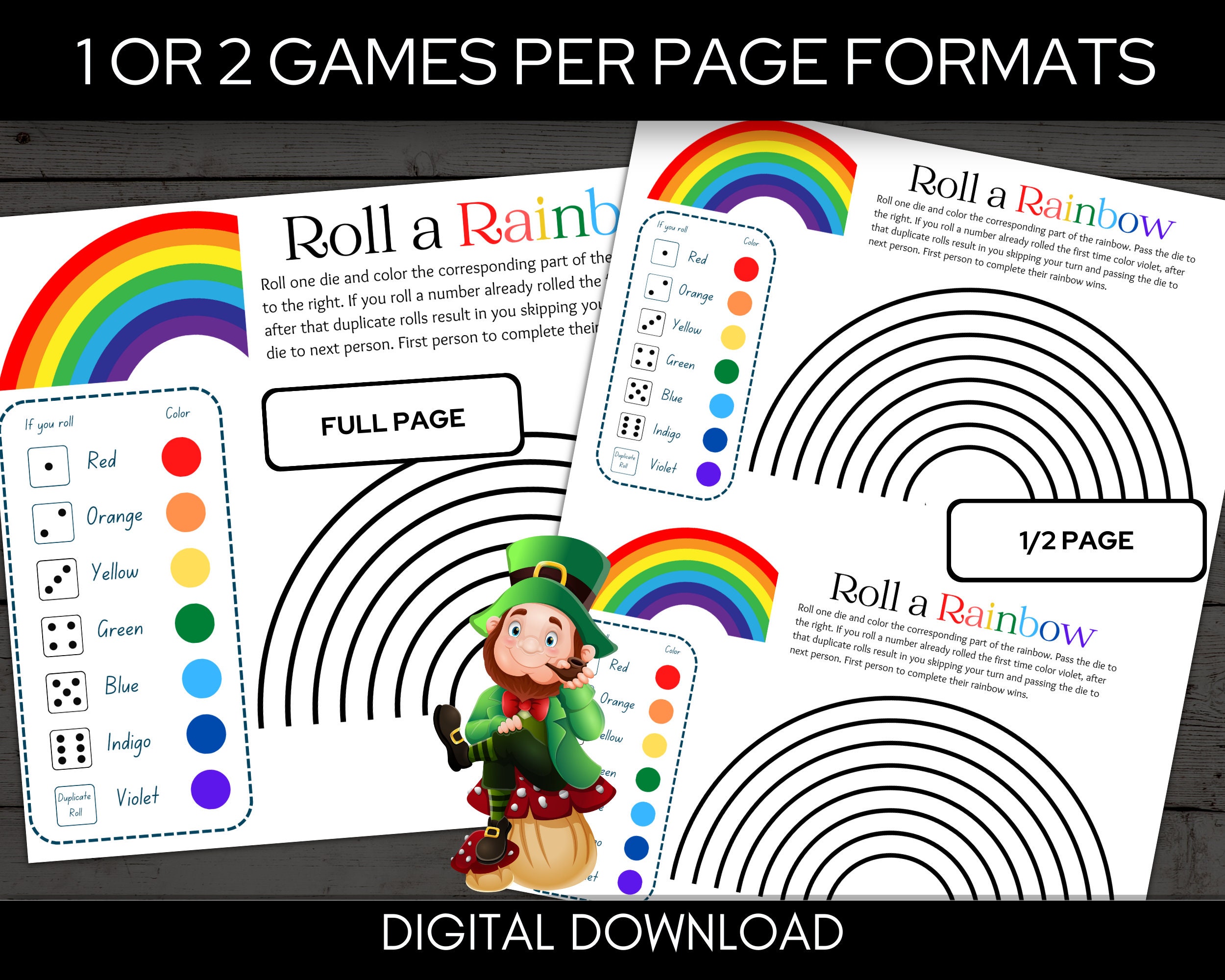 Roll a Rainbow Dice Game, St Patricks Day Game, Classroom Games, St ...