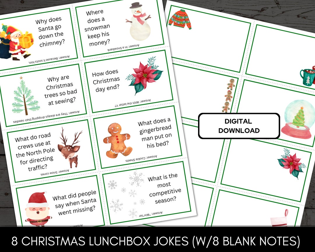 Christmas Lunch Box Jokes Holiday Lunchbox Jokes Fall Lunch - Etsy
