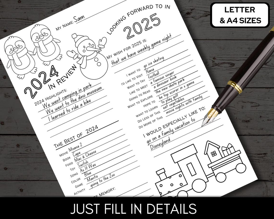 Kids Year in Review, Printable New Years Activity, 2025 New Year ...