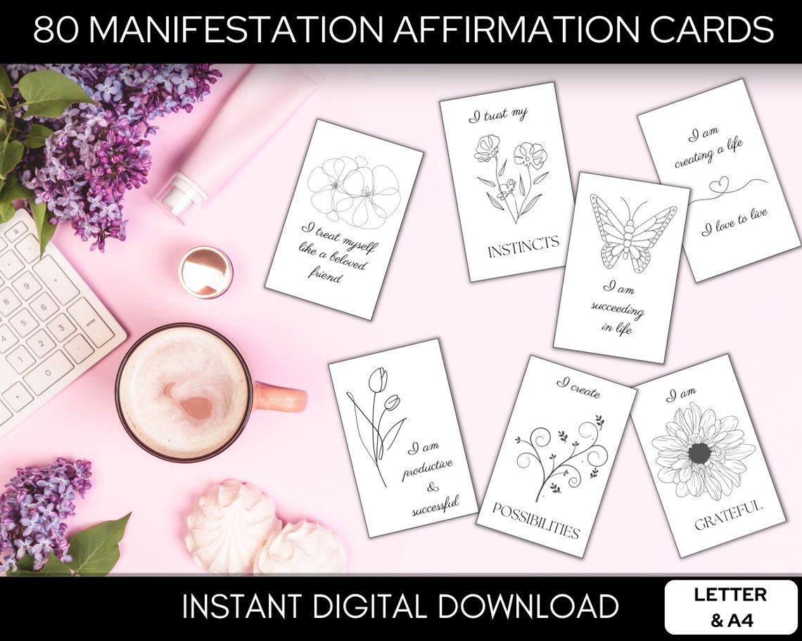 Positive Affirmation Card Deck Vision Board Printables - Etsy