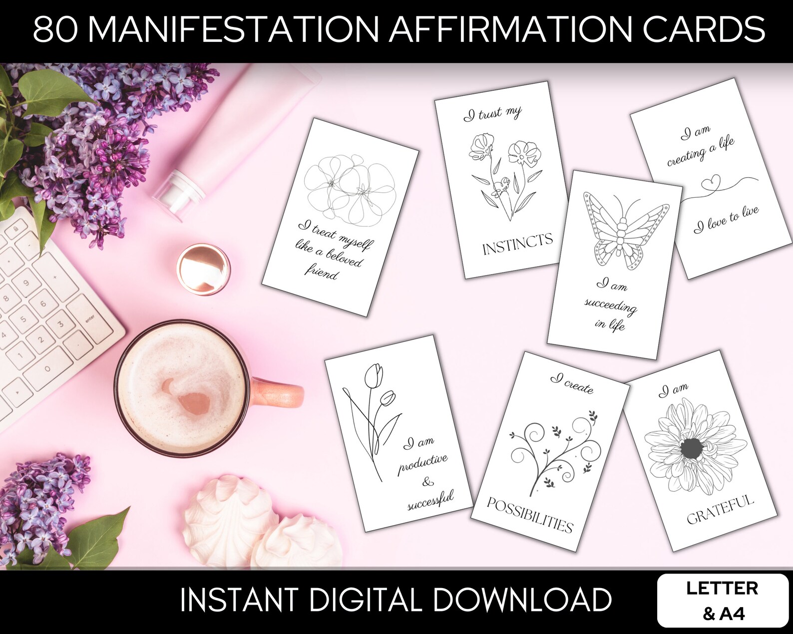 Positive Affirmation Card Deck Vision Board Printables - Etsy