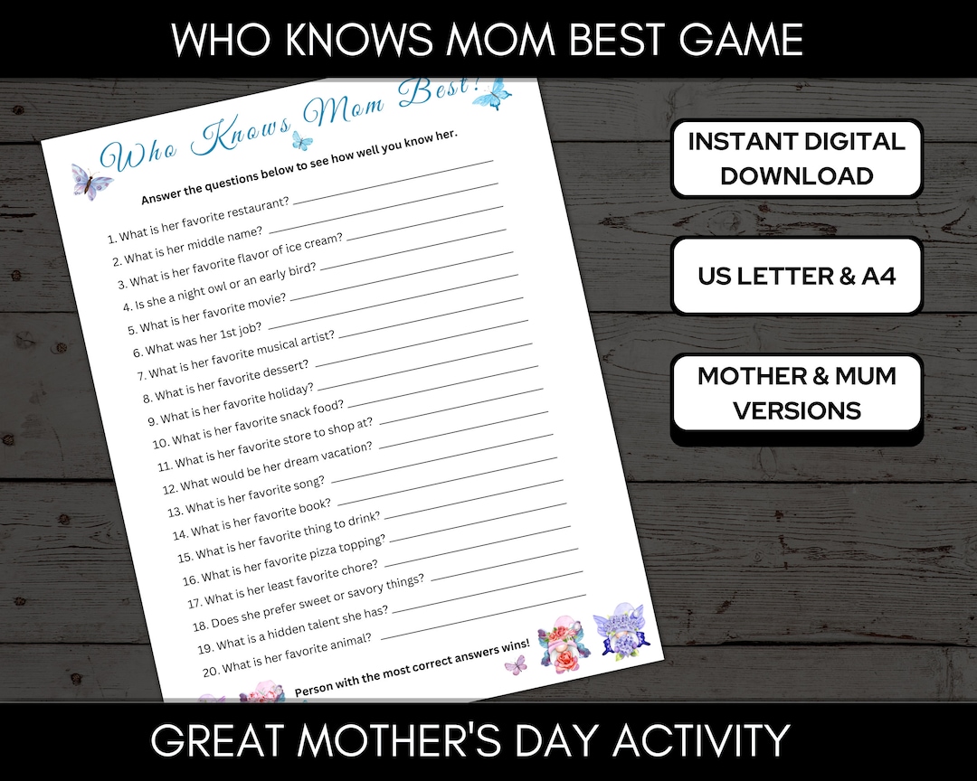 How Well Do You Know Mom Game, How Well Do You Know Mum Game, Mother's ...
