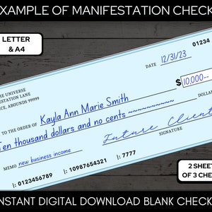 Manifestation Check, Vision Board Checks, Vision Board Printables ...