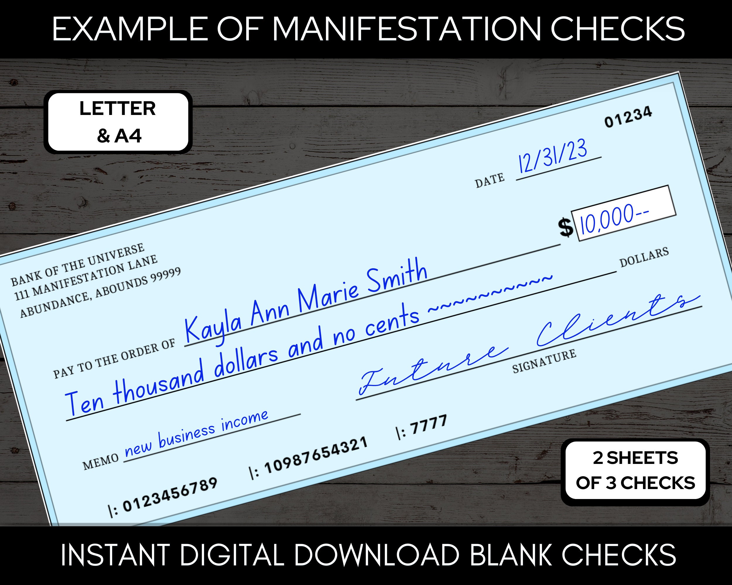 Manifestation Check, Vision Board Checks, Vision Board Printables ...