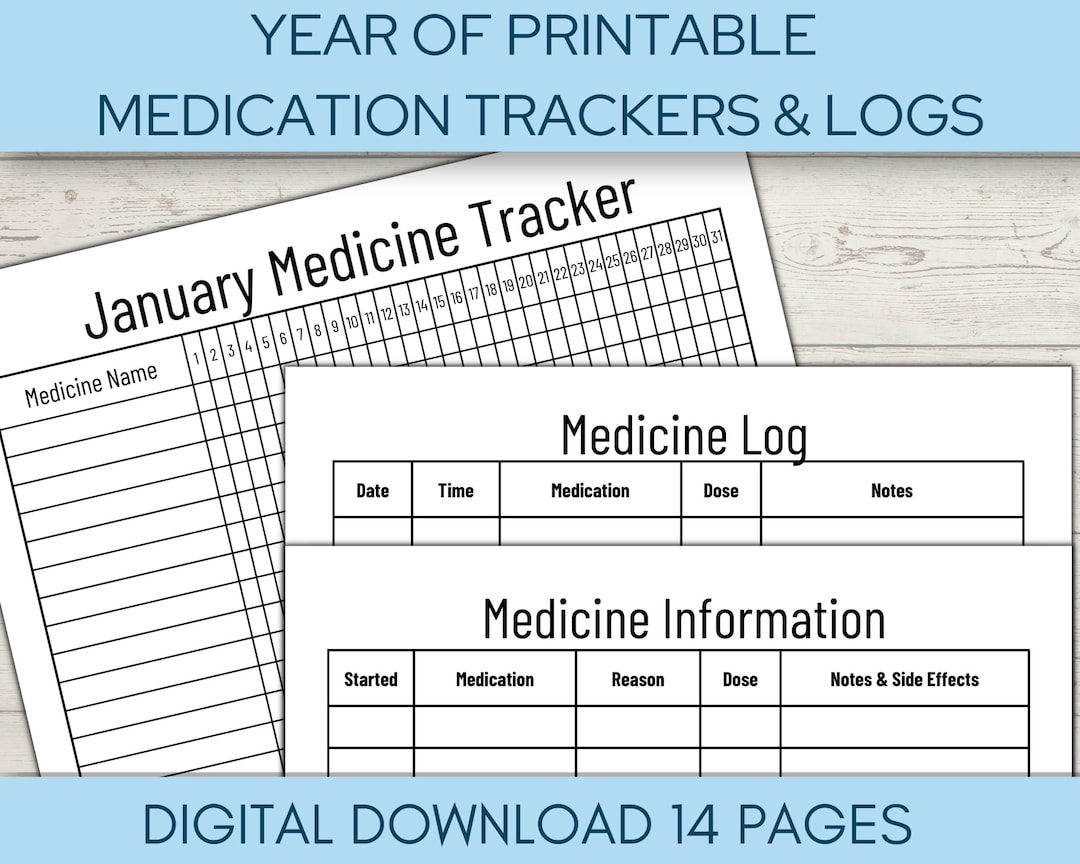 Printable Medication Tracker, Pill Log, Medication Log Printable, Print ...