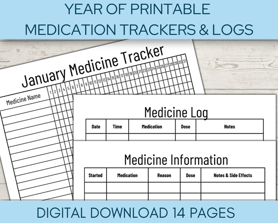 Printable Medication Tracker Pill Log Medication Log | Etsy