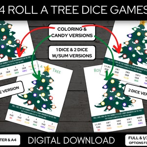 4 Roll A Tree Christmas Games, Roll A Tree Dice Game, Printable Games ...