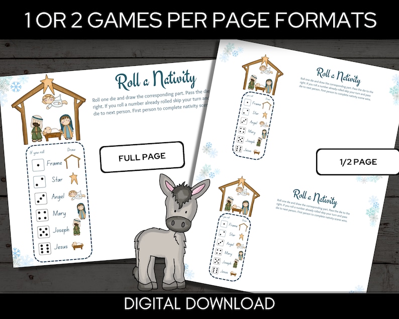 Roll a Nativity Christmas Dice Game Printable, Great Christian Holiday ...