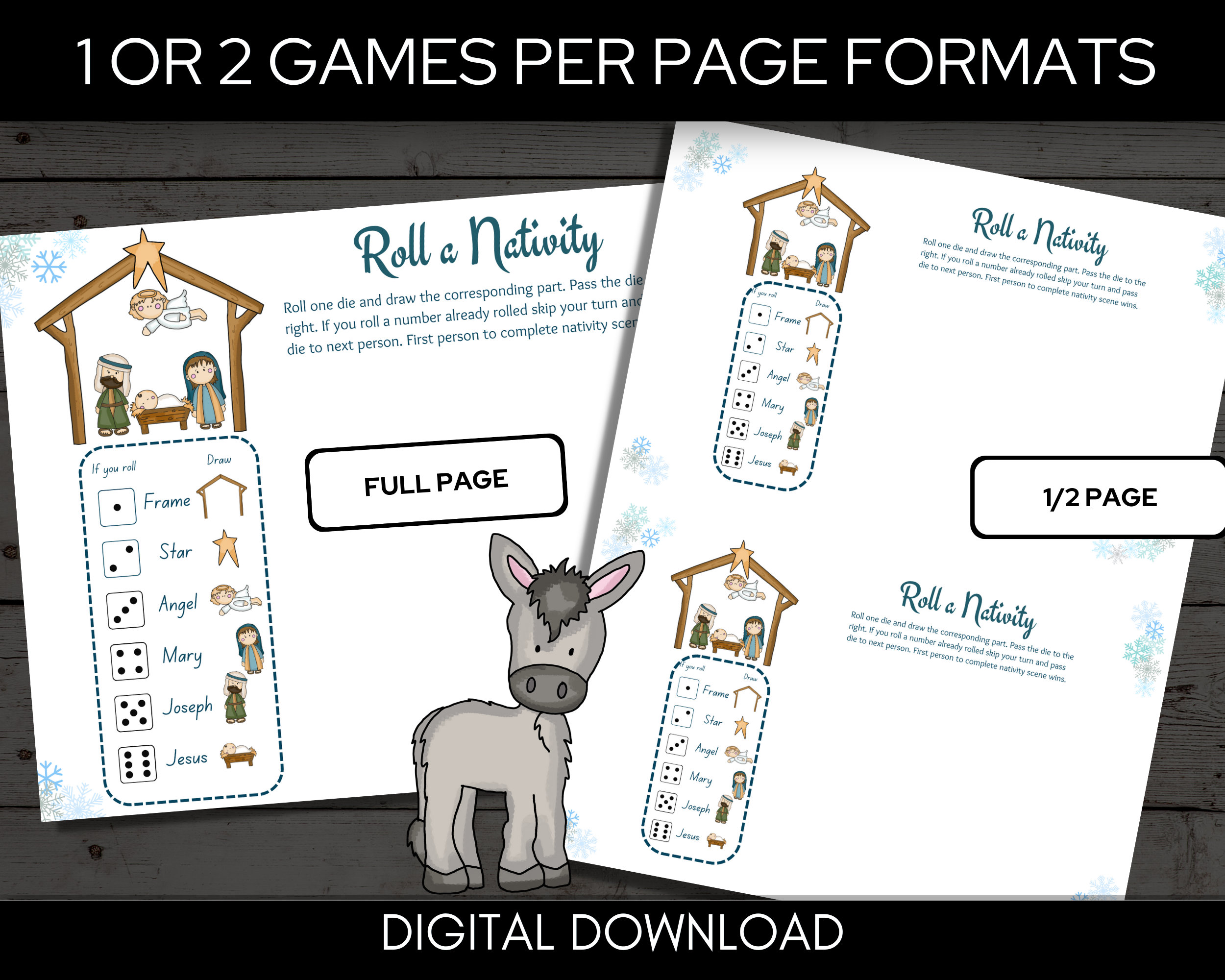 Roll a Nativity Christmas Dice Game Printable, Great Christian Holiday ...