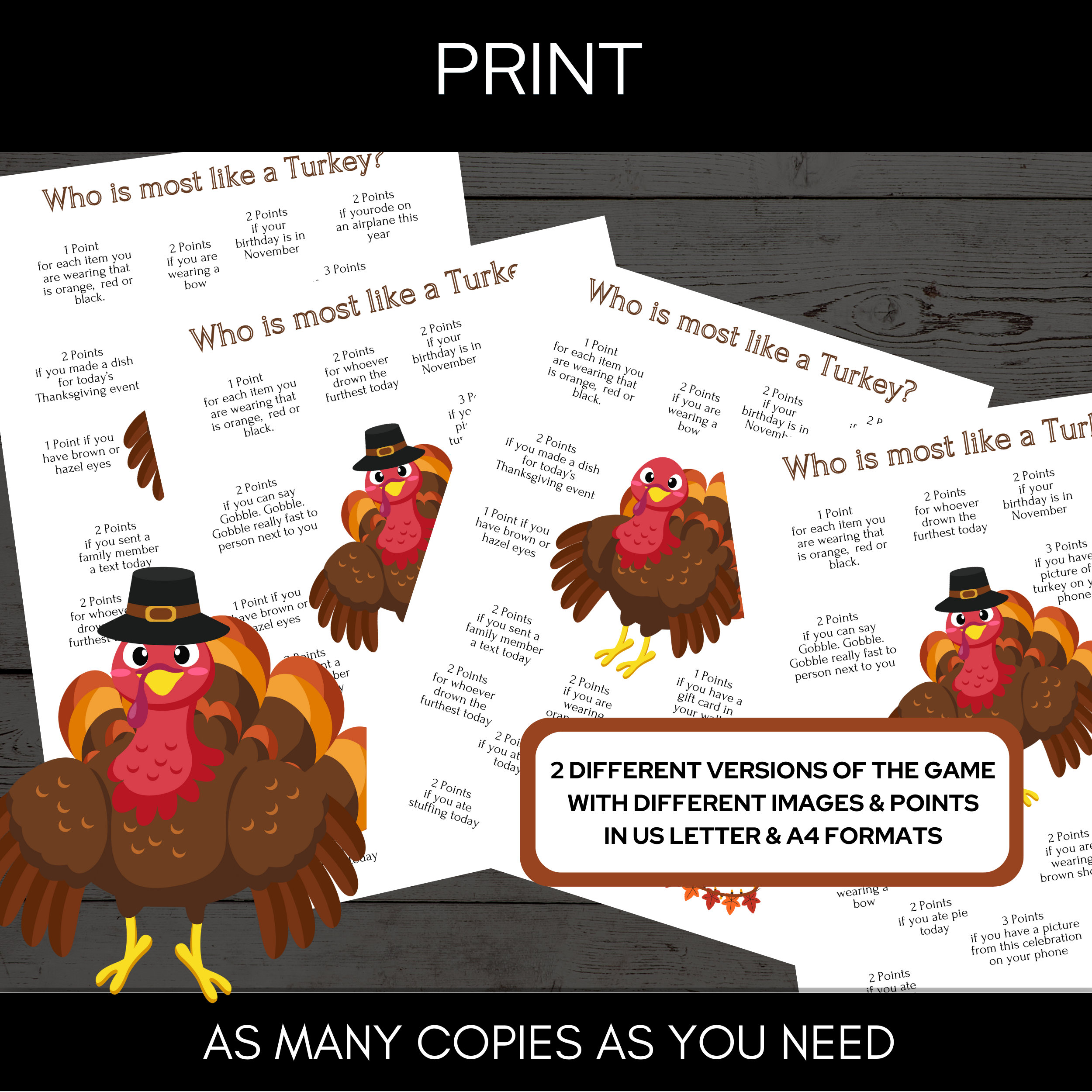 Printable Thanksgiving Game, Family Thanksgiving Game, Dinner Table ...