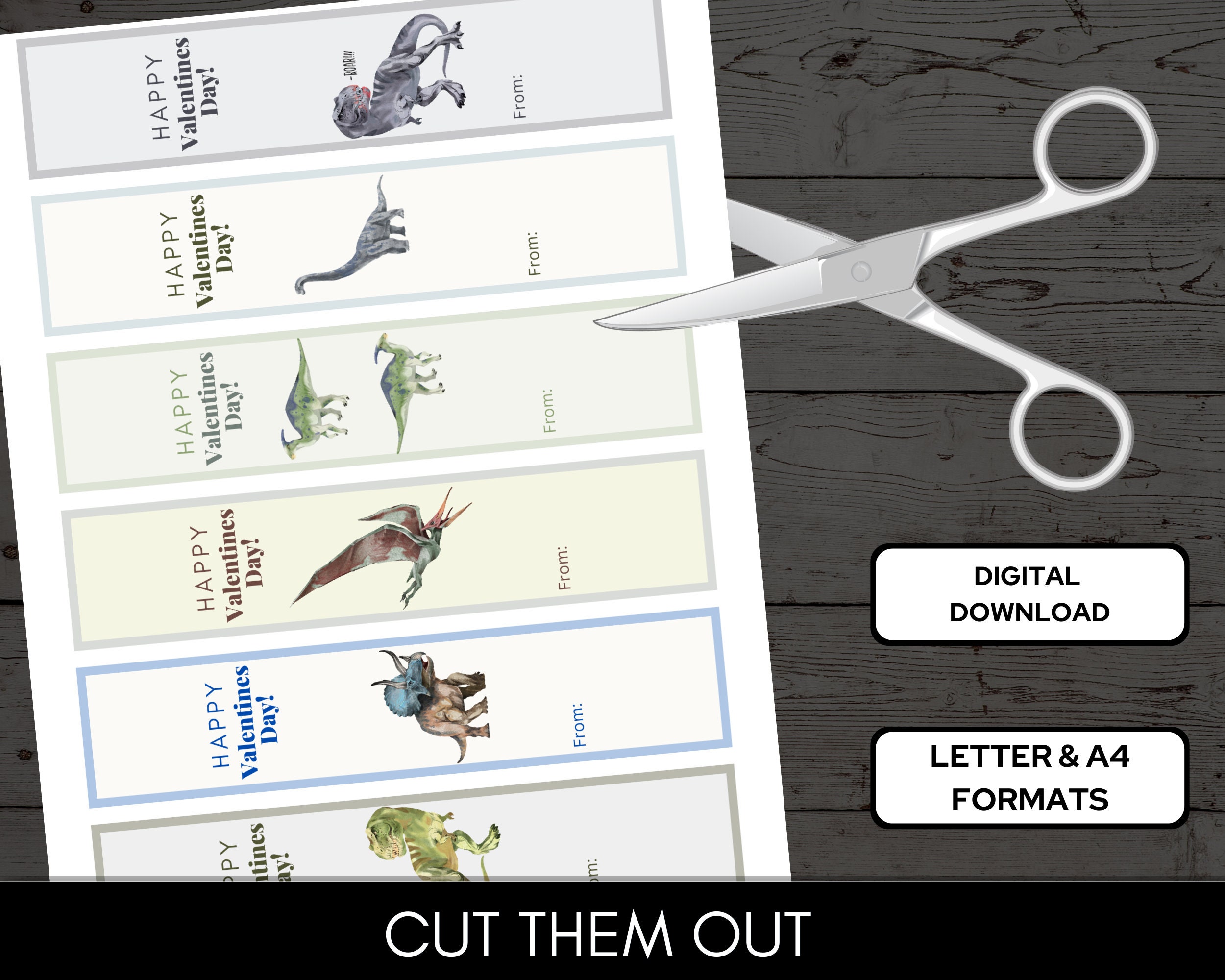Dinosaur Valentine Bookmarks | Printable Bookmarks for Classroom ...