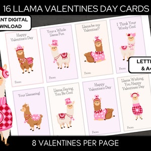 16 Printable Llama Alpaca Classroom Valentines - Letter & A4 - Etsy