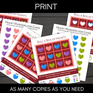 Valentine Party Game - Roll a Box of Hearts Dice Game | Valentine's Day ...
