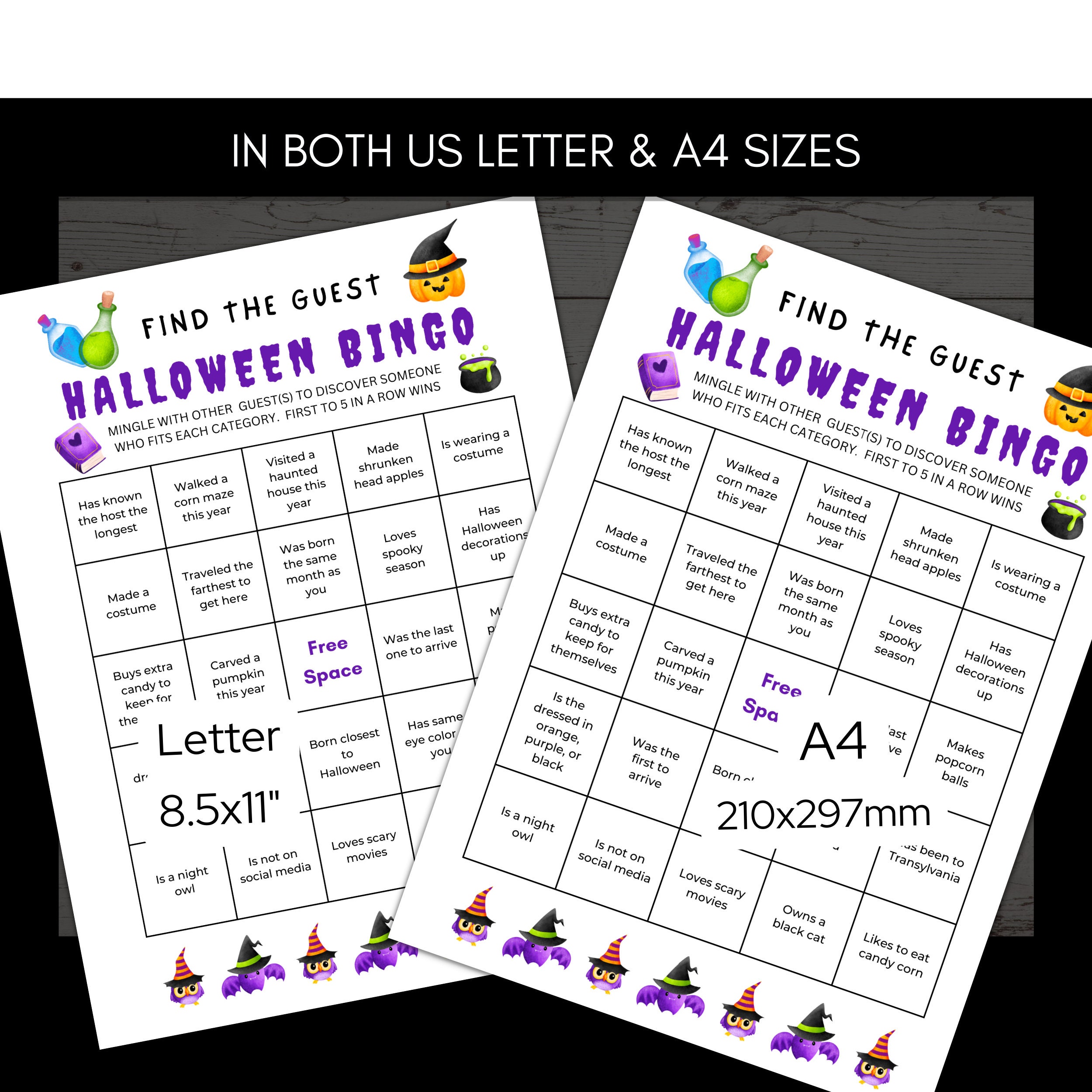 Halloween Find the Guest Bingo Party Game, Mix and Mingle Halloween ...
