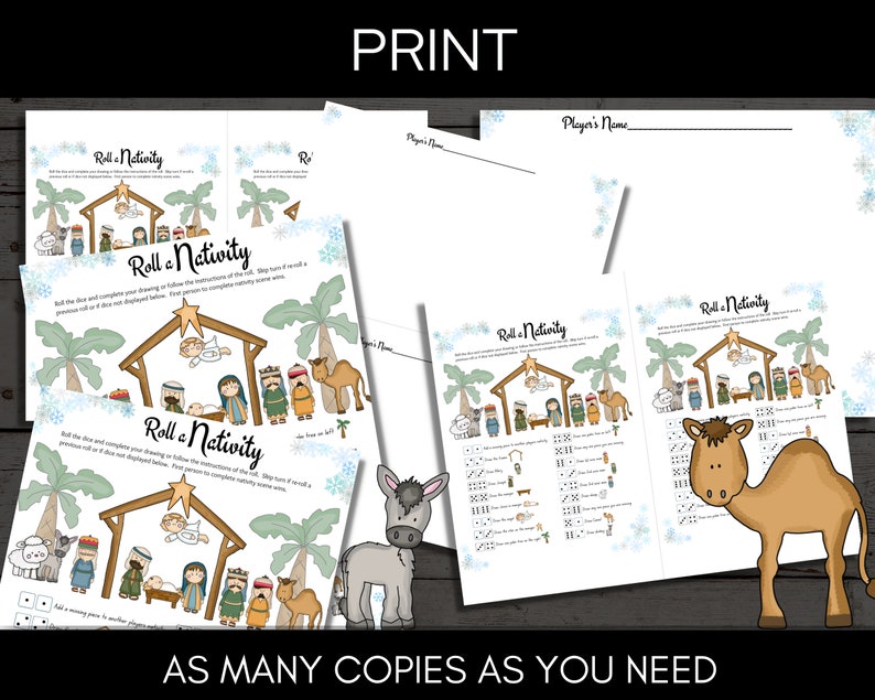 Roll a Nativity Christmas Dice Game Printable, Great Christian Holiday ...
