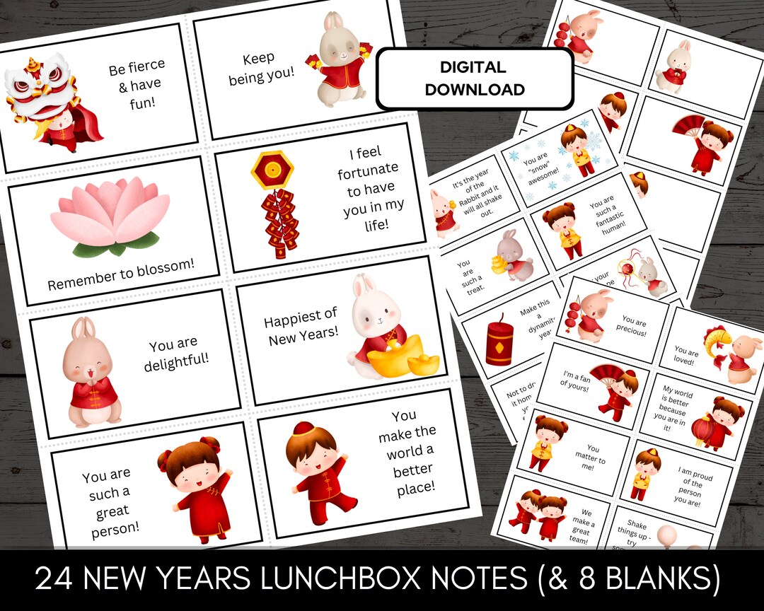 New Years Lunch Box Notes, Printable Lunchbox Notes to Encourage Growth ...