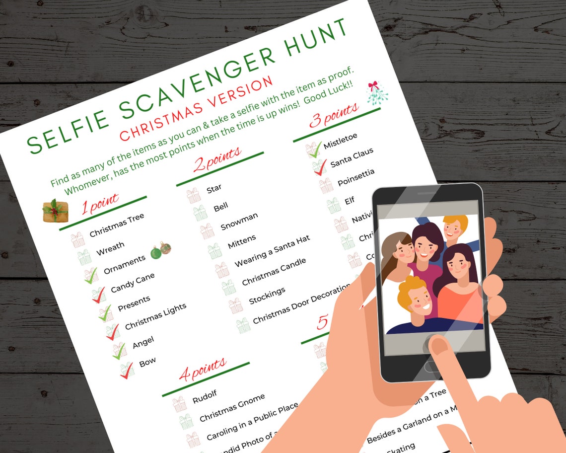 Christmas Photo Scavenger Hunt, Scavenger Hunt Printable, Christmas ...
