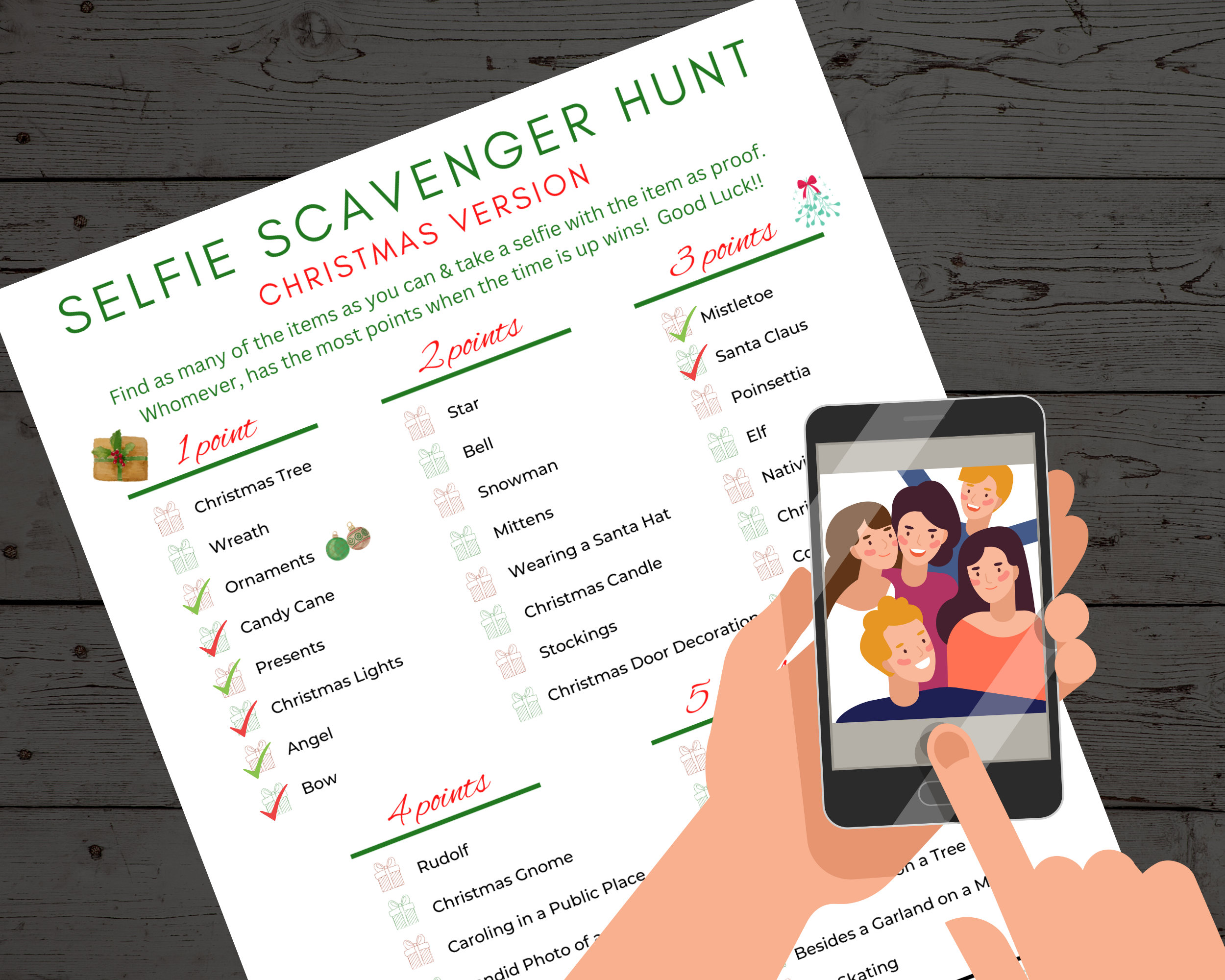 Christmas Photo Scavenger Hunt, Scavenger Hunt Printable, Christmas ...
