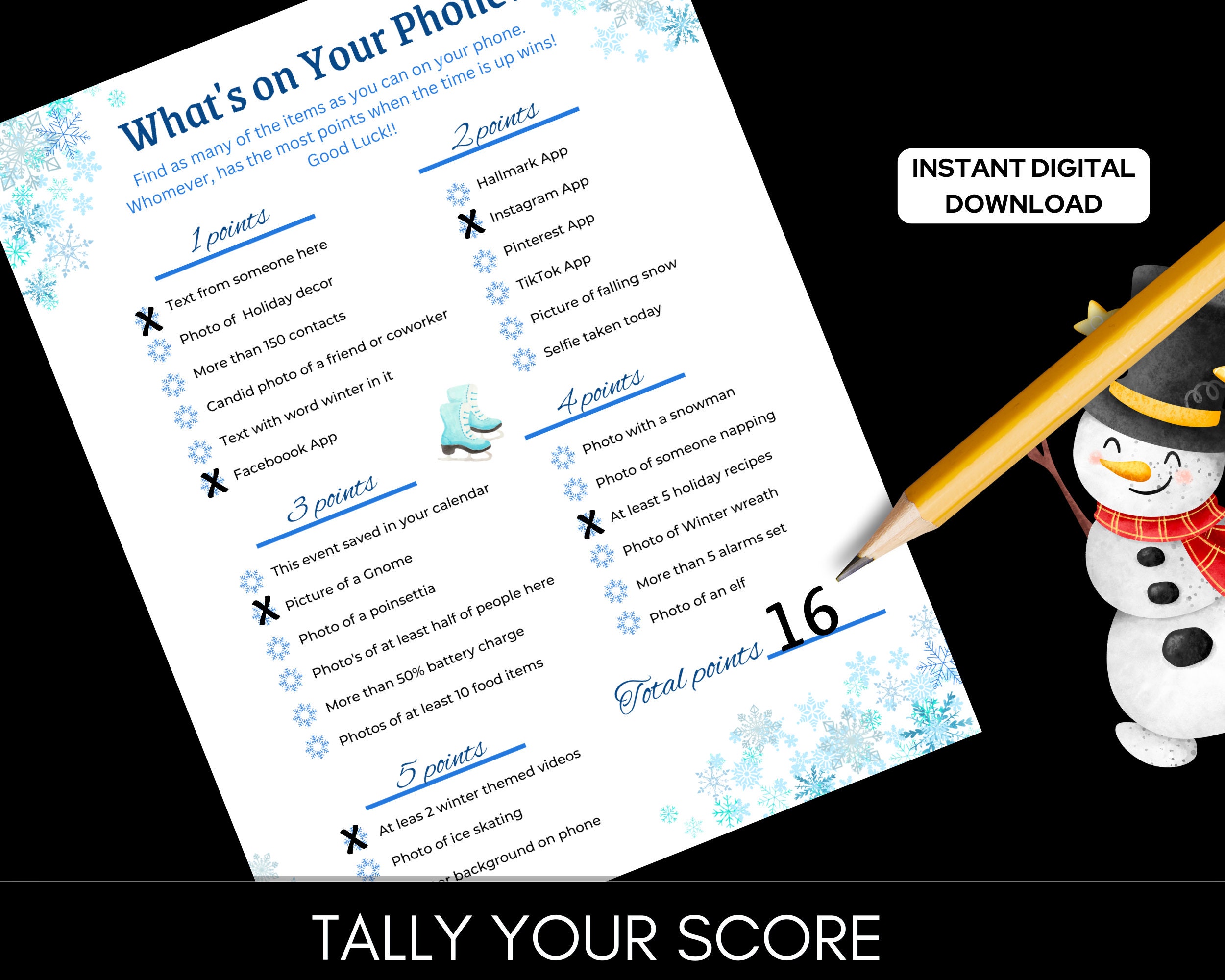 Winter What's on Your Phone Photo Scavenger Hunt, Selfie Scavenger Hunt ...
