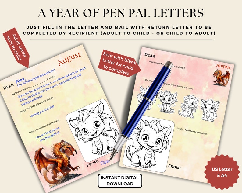 12 Months of Pen Pal Letters & Stationary - Dragon Themed | Great ...