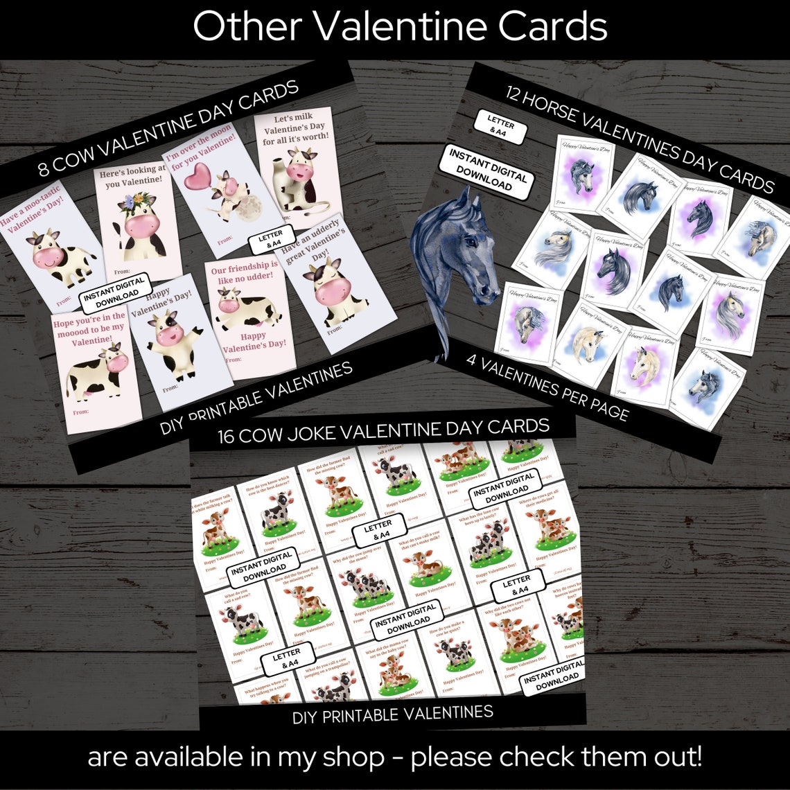 Cute Highland Cow Valentine Cards for Class Exchange Letter & A4 Format ...