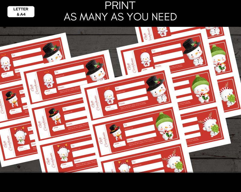 Printable Christmas Gift Certificate / Redeemable Voucher - Etsy